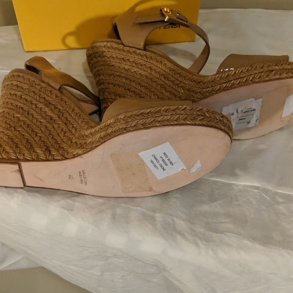 Fendi | Shoes | Fendi Patent Learher Wedge Sandals Size 4 Nwb | Poshmark